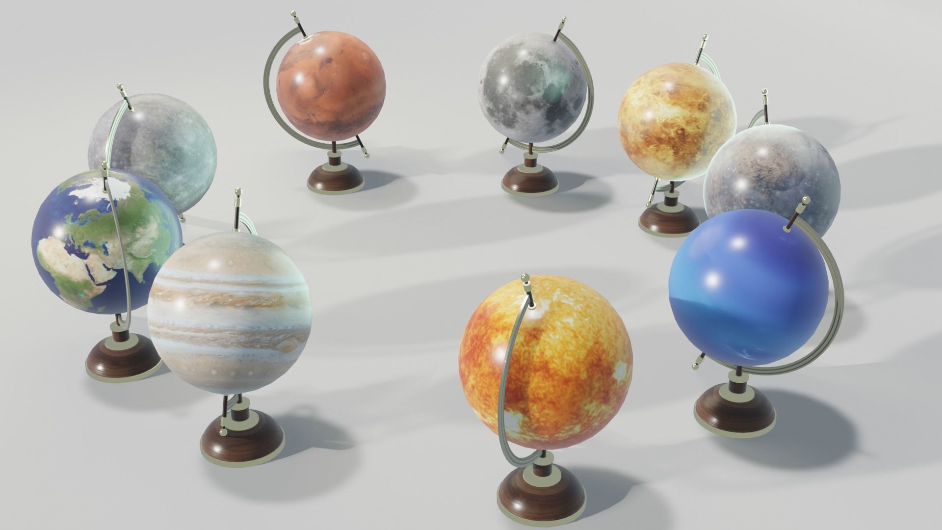 3D model Solar System Planets Globes 3D Model VR / AR / low-poly | CGTrader