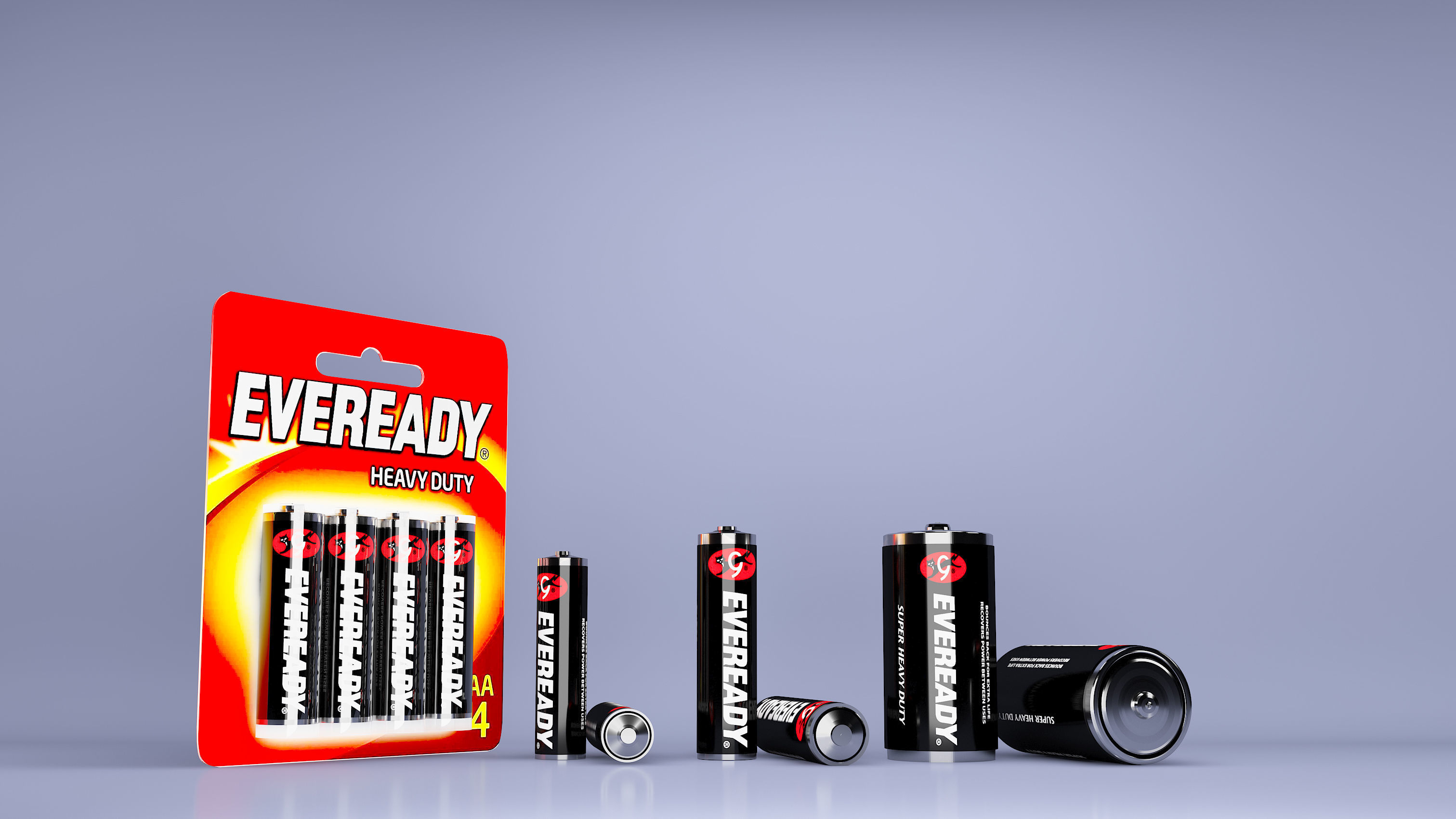 batteries Eveready AA - AAA - C 3D model | CGTrader