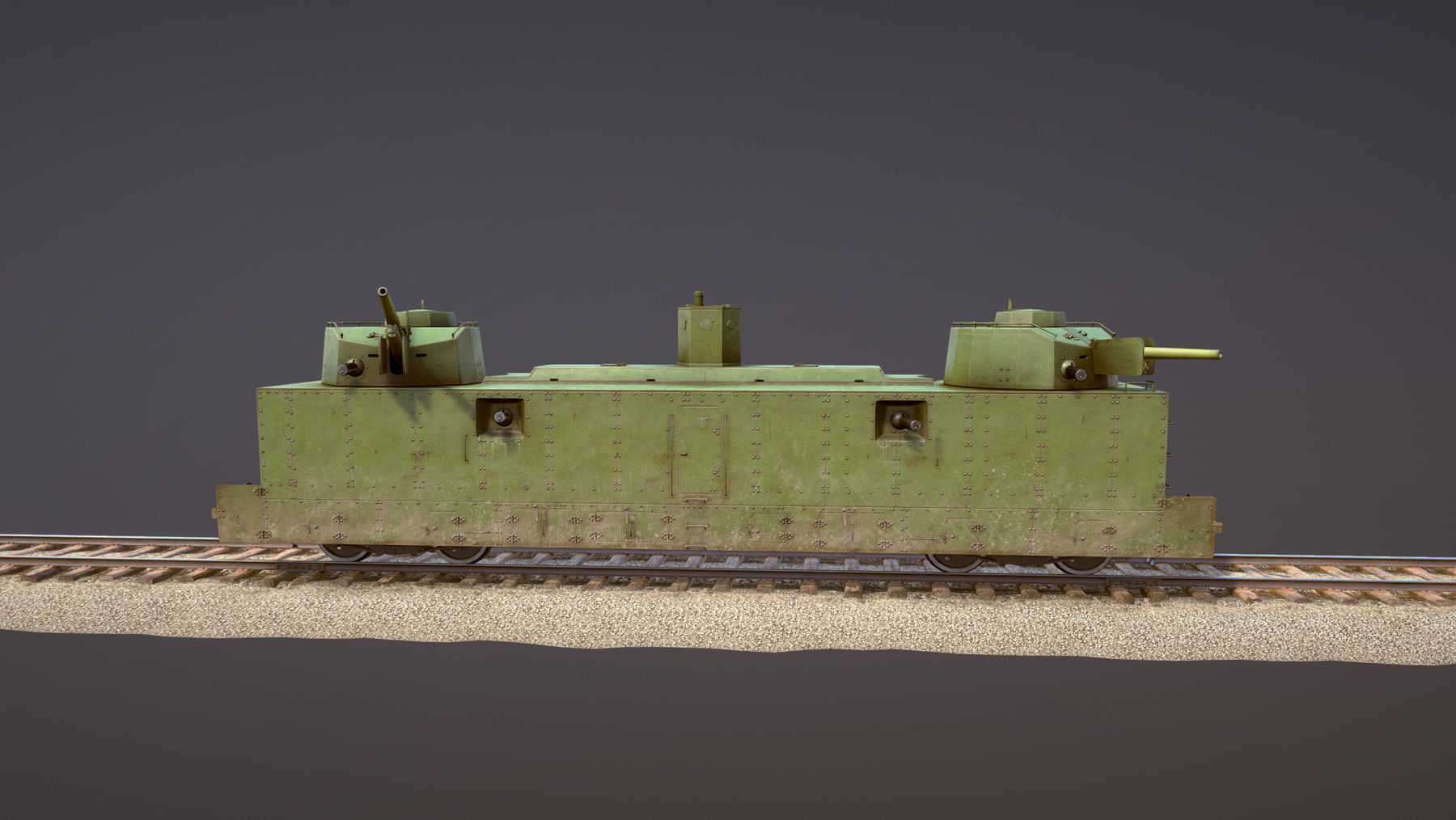 3D model Armored Train PL-37 Railway Light Artillery Wagon VR / AR ...