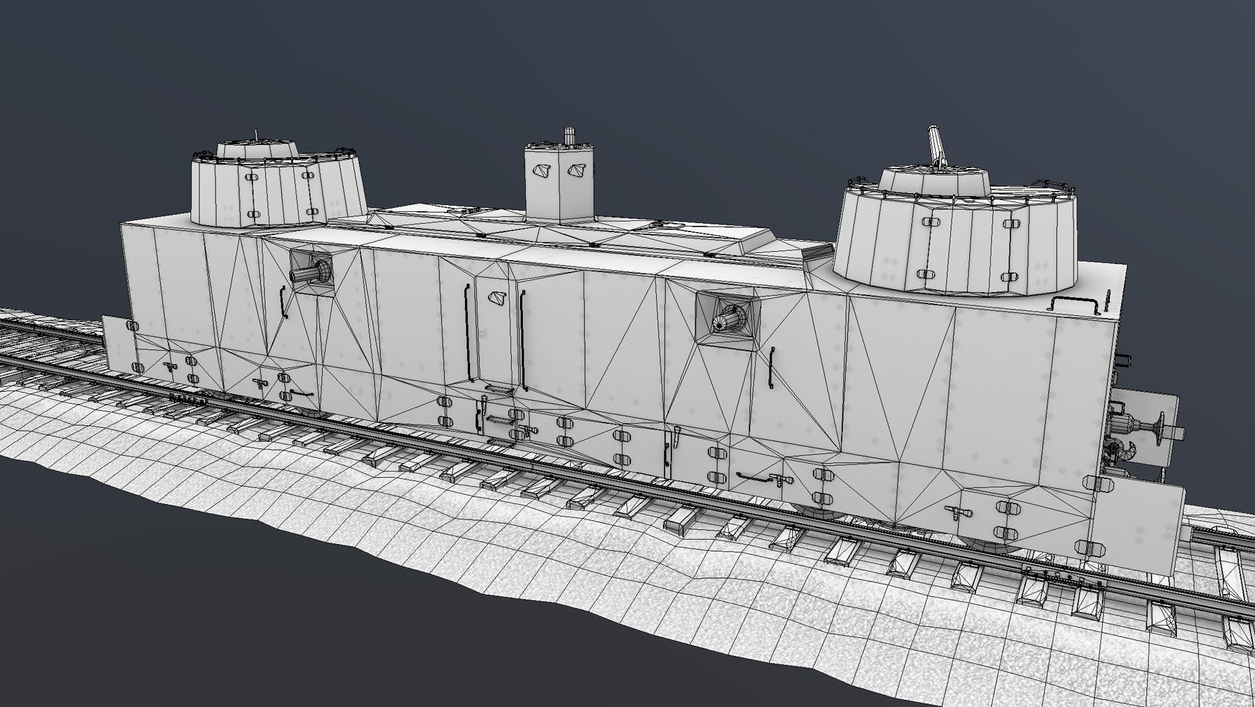 3D model Armored Train PL-37 Railway Light Artillery Wagon VR / AR ...