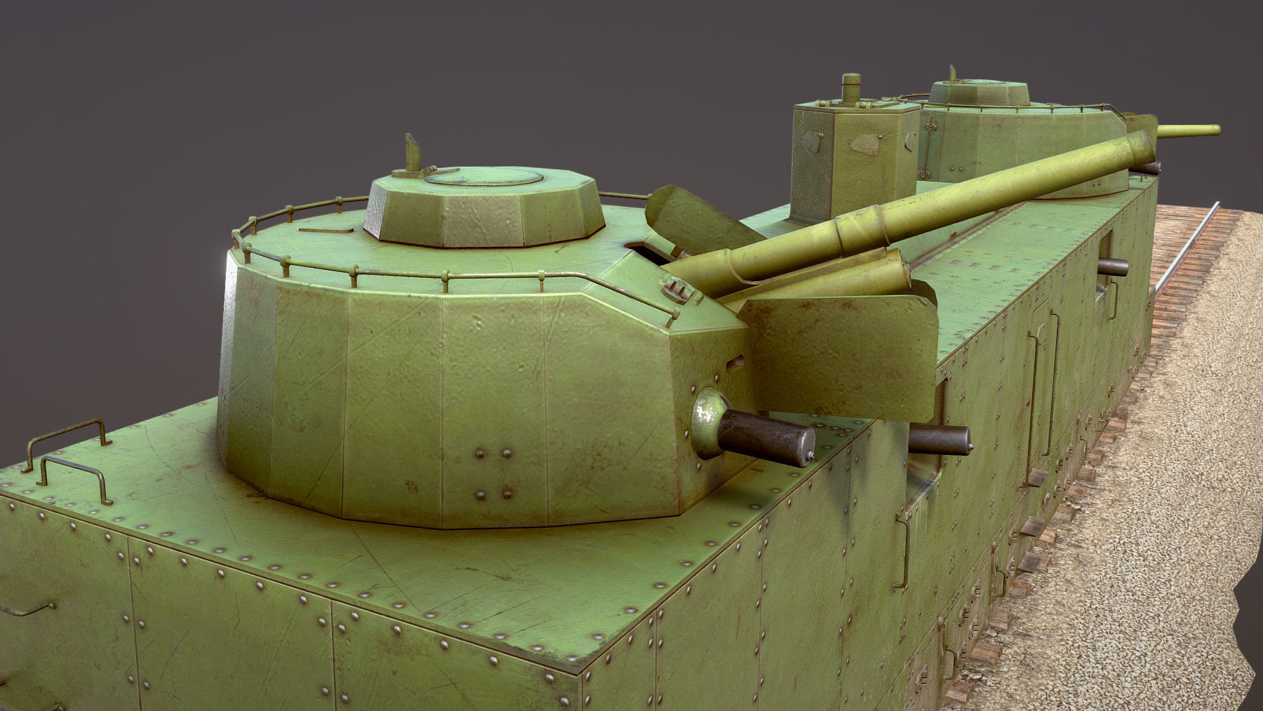 3D model Armored Train PL-37 Railway Light Artillery Wagon VR / AR ...