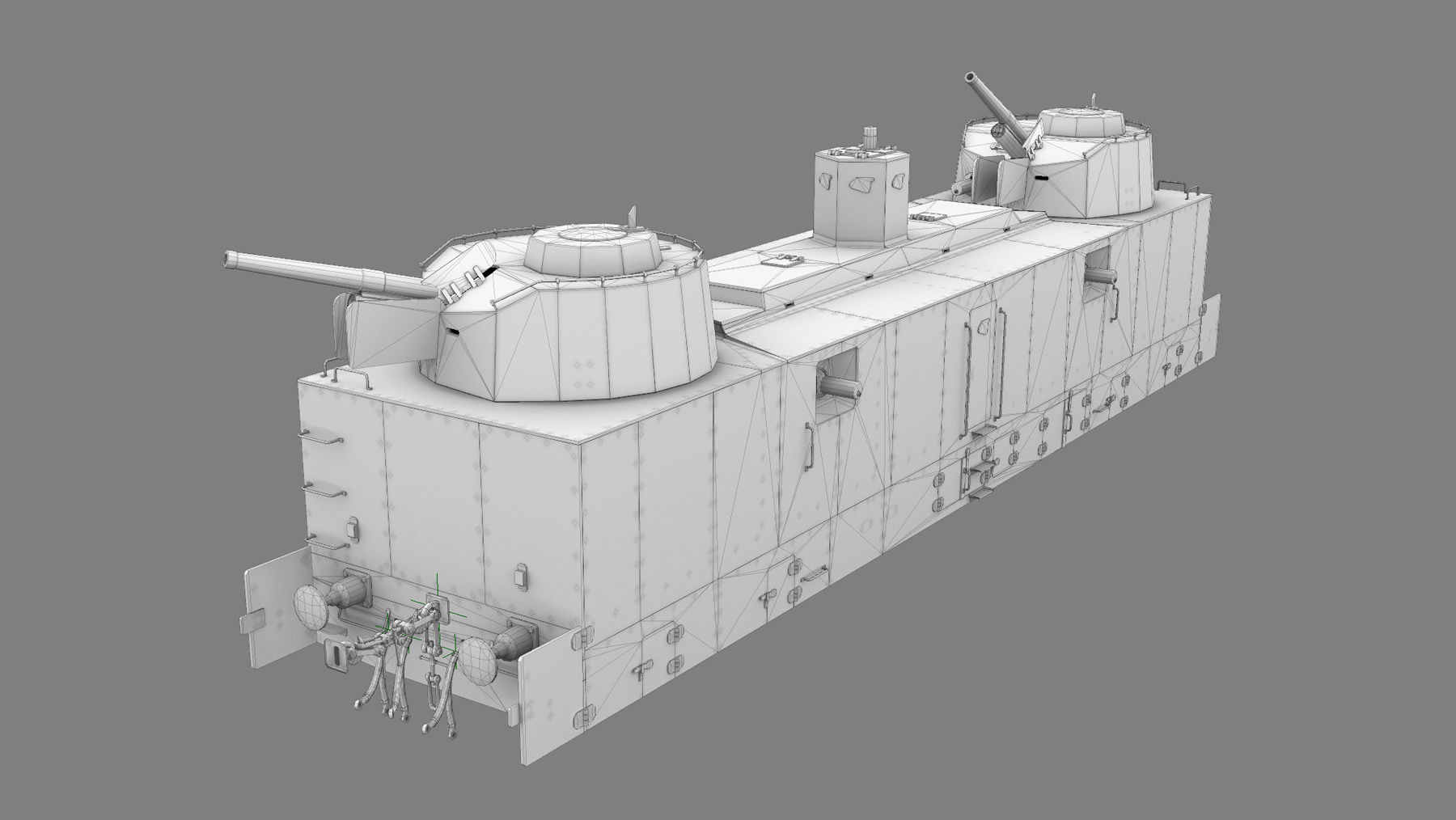 3D model Armored Train PL-37 Railway Light Artillery Wagon VR / AR ...