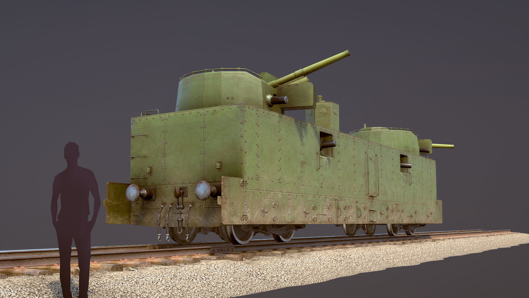 3D model Armored Train PL-37 Railway Light Artillery Wagon VR / AR ...