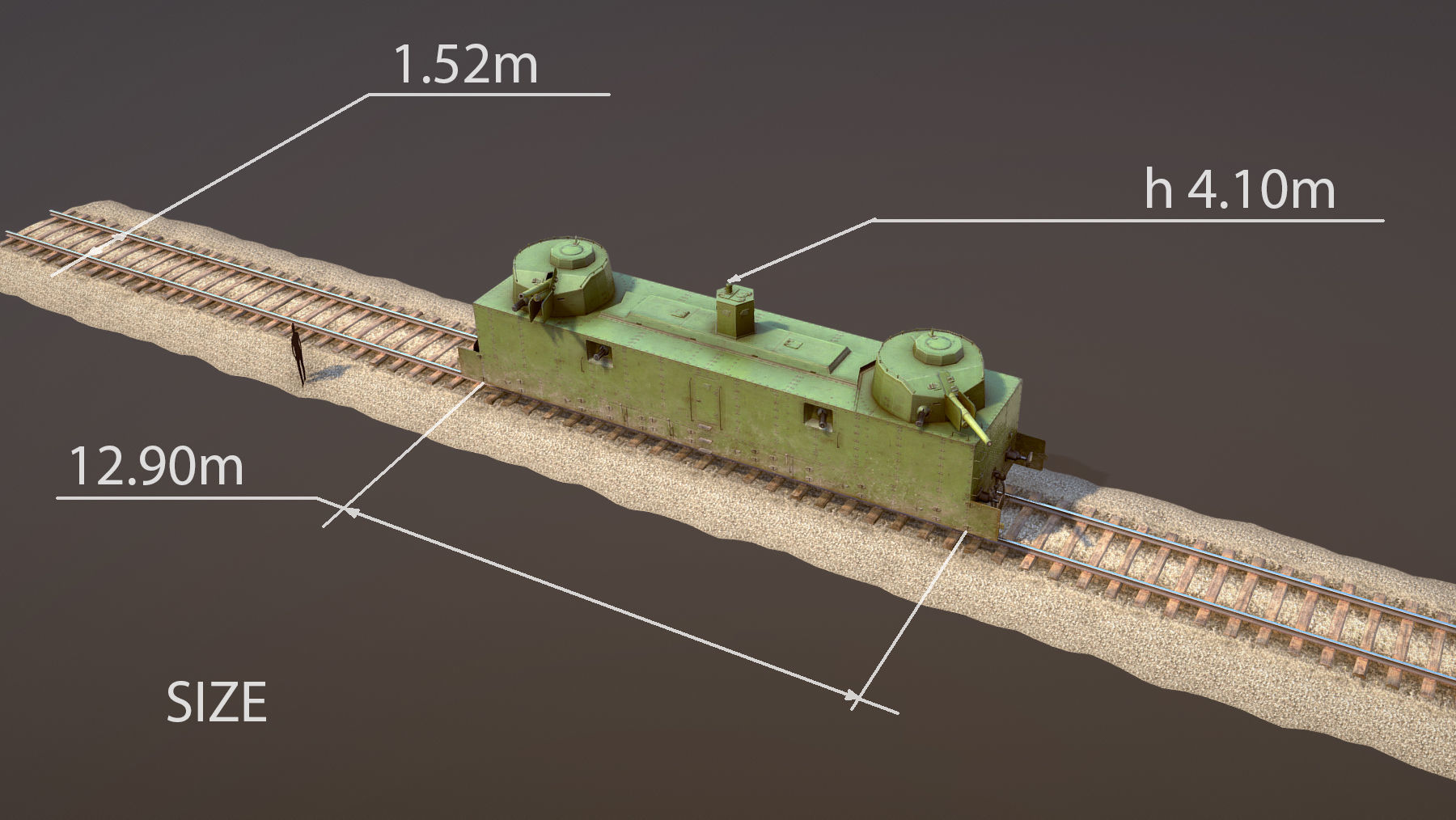 3D model Armored Train PL-37 Railway Light Artillery Wagon VR / AR ...
