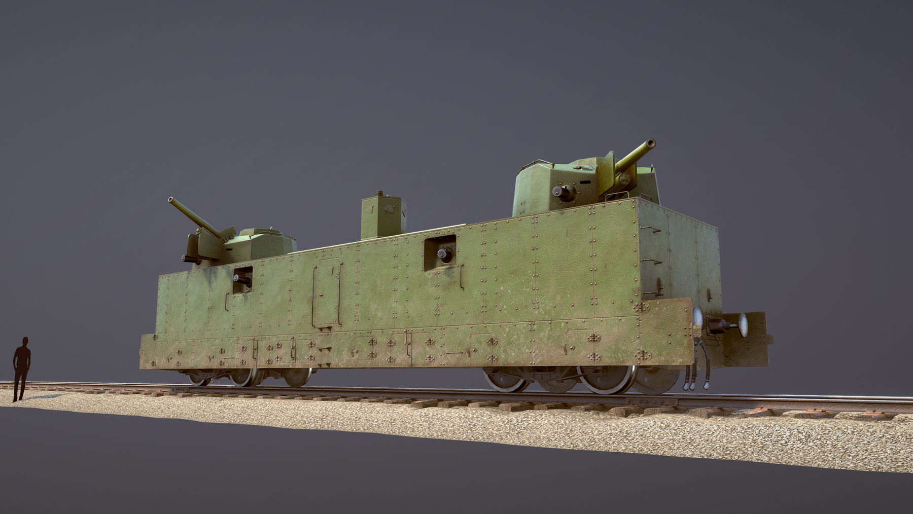 3D model Armored Train PL-37 Railway Light Artillery Wagon VR / AR ...