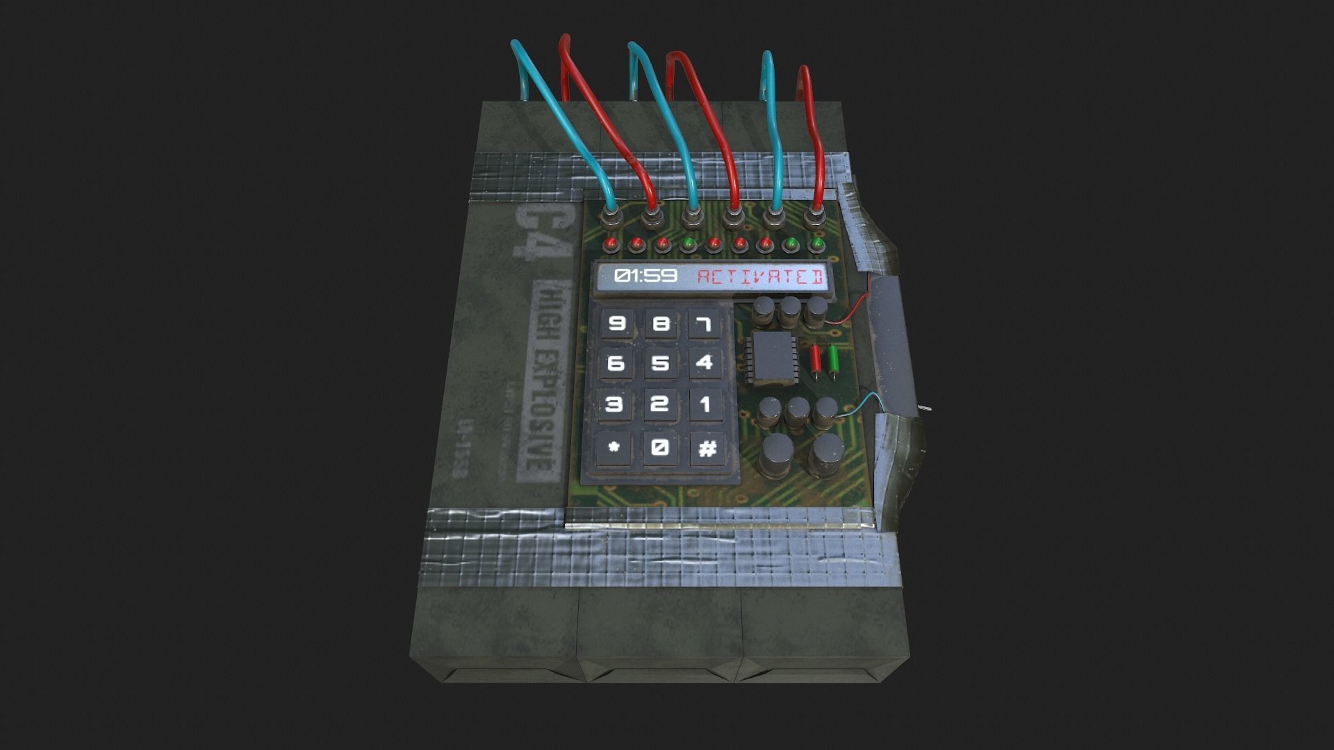 C4 Explosive with Detonator 3D model | CGTrader