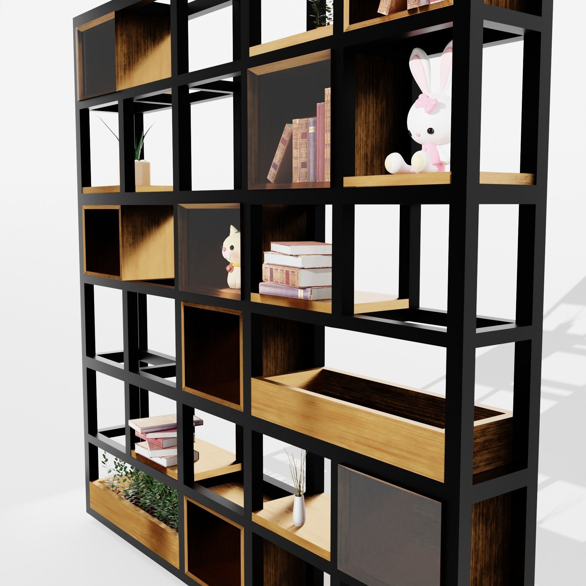Bookshelve 3D Model bookcase with bookshelves and shelves free 3D model ...