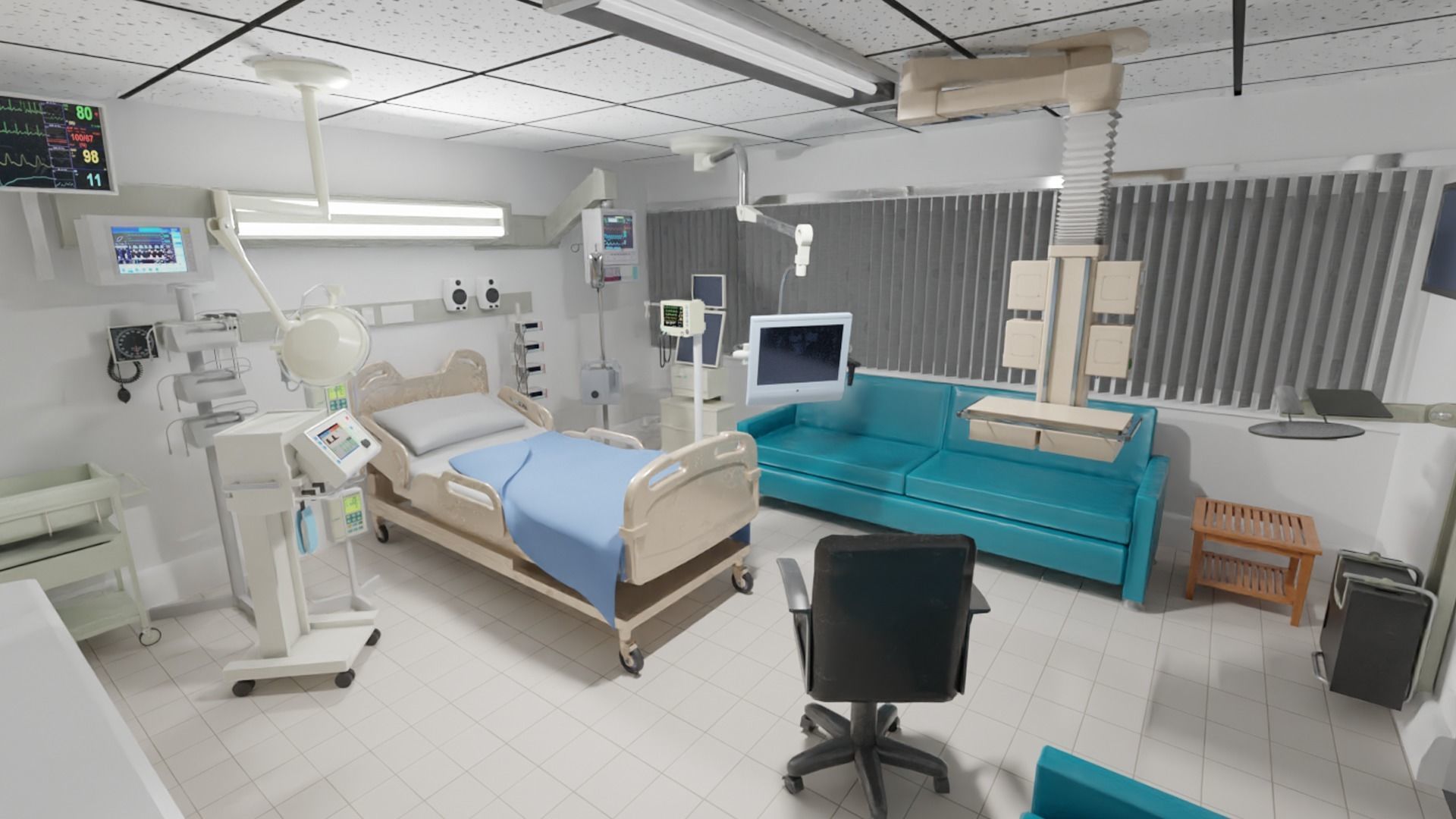 3D model Hospital Recovery Room VR / AR / low-poly | CGTrader