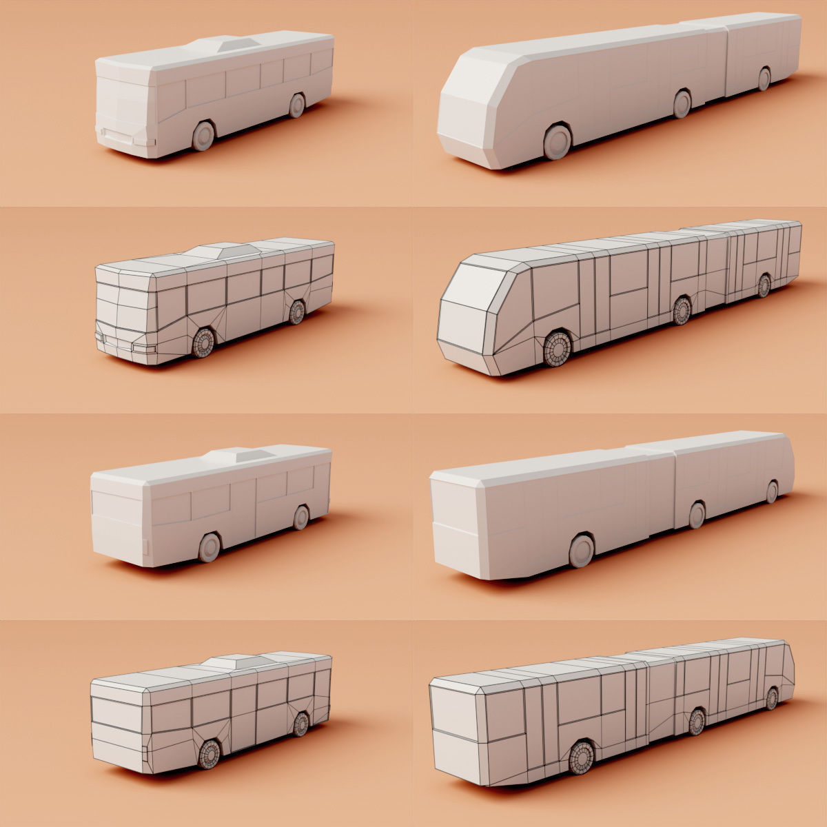 3D model Paper Buses VR / AR / low-poly | CGTrader