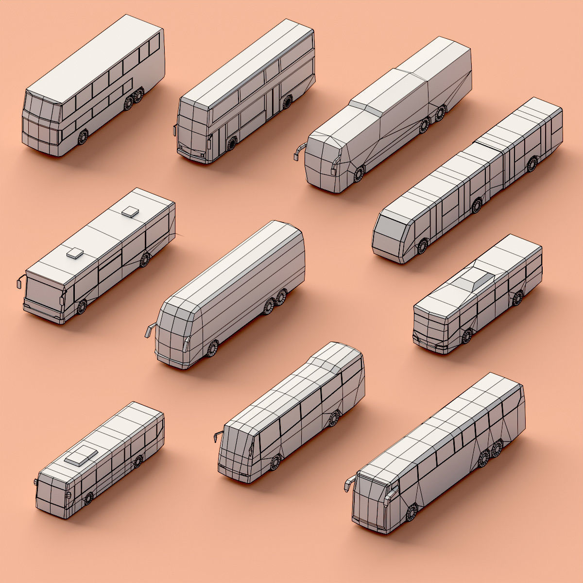 3D model Paper Buses VR / AR / low-poly | CGTrader