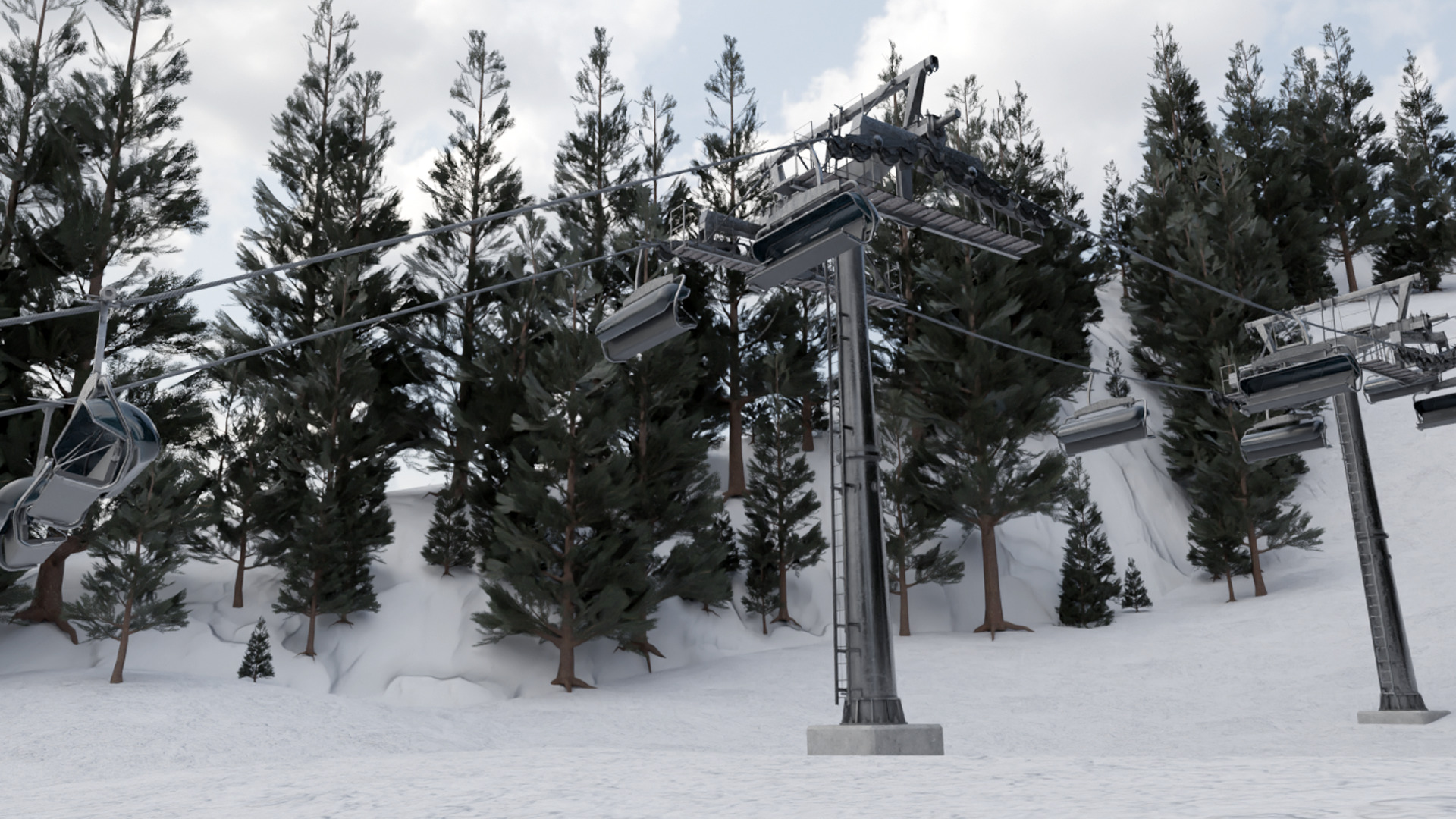 3D model ski lifts VR / AR / low-poly | CGTrader