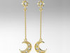 Stars and Moon Chain Earrings 3D model 3D printable | CGTrader