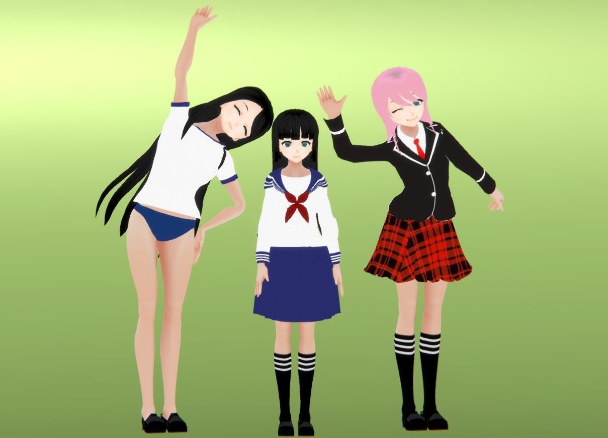 3D model School uniforms - Anime Girl Characters VR / AR / low-poly ...