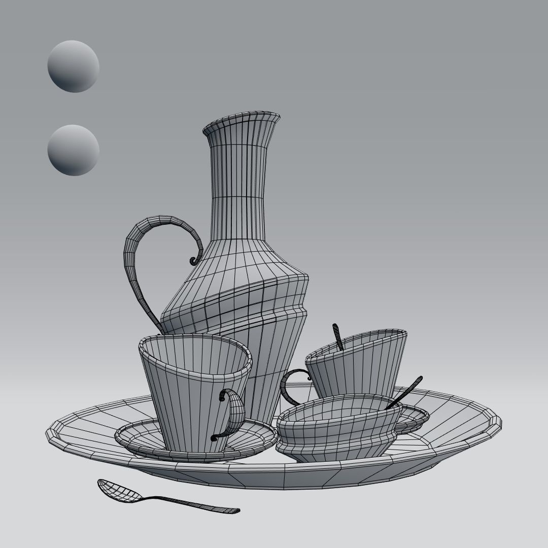 tea set teapot and saucer 3D model | CGTrader