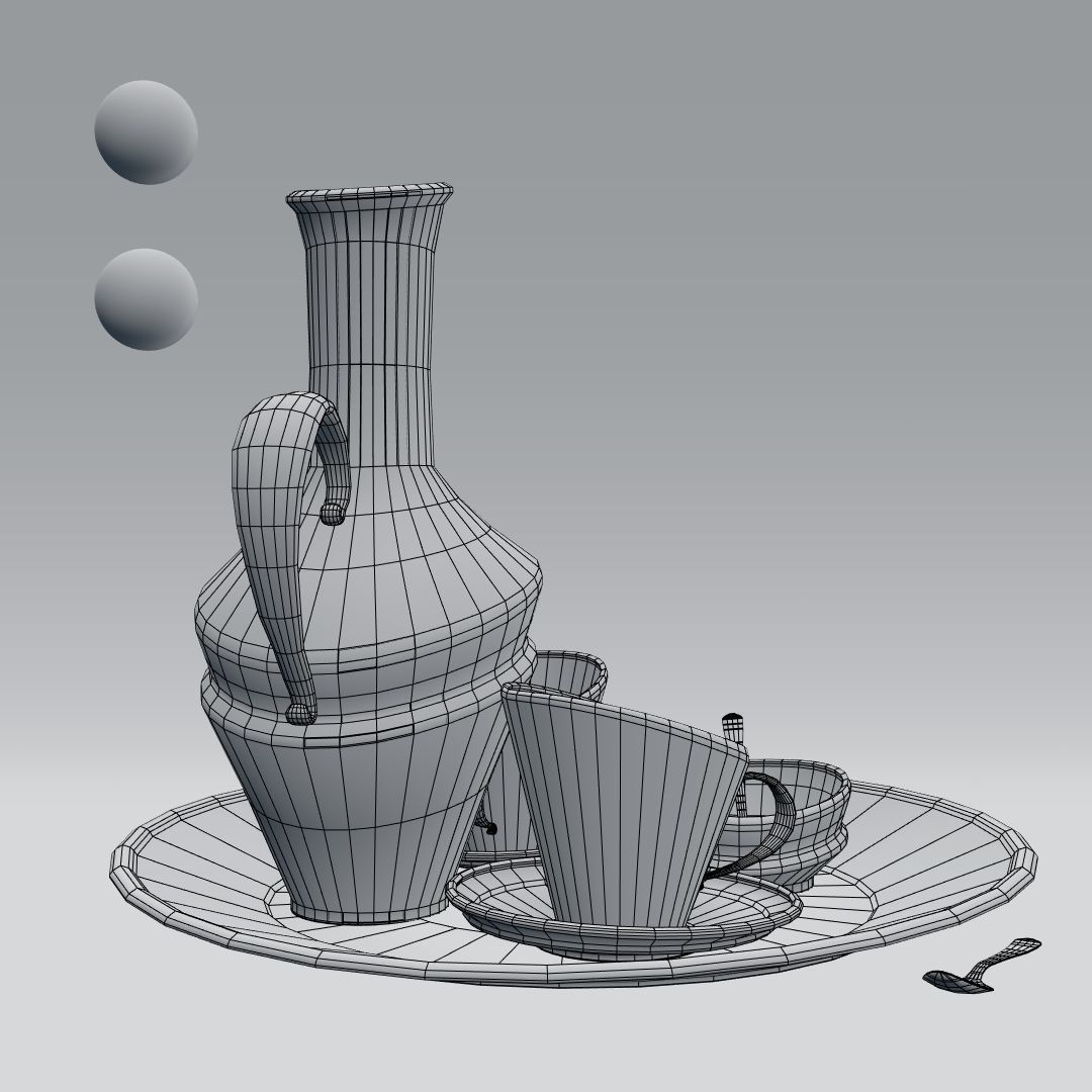 tea set teapot and saucer 3D model | CGTrader
