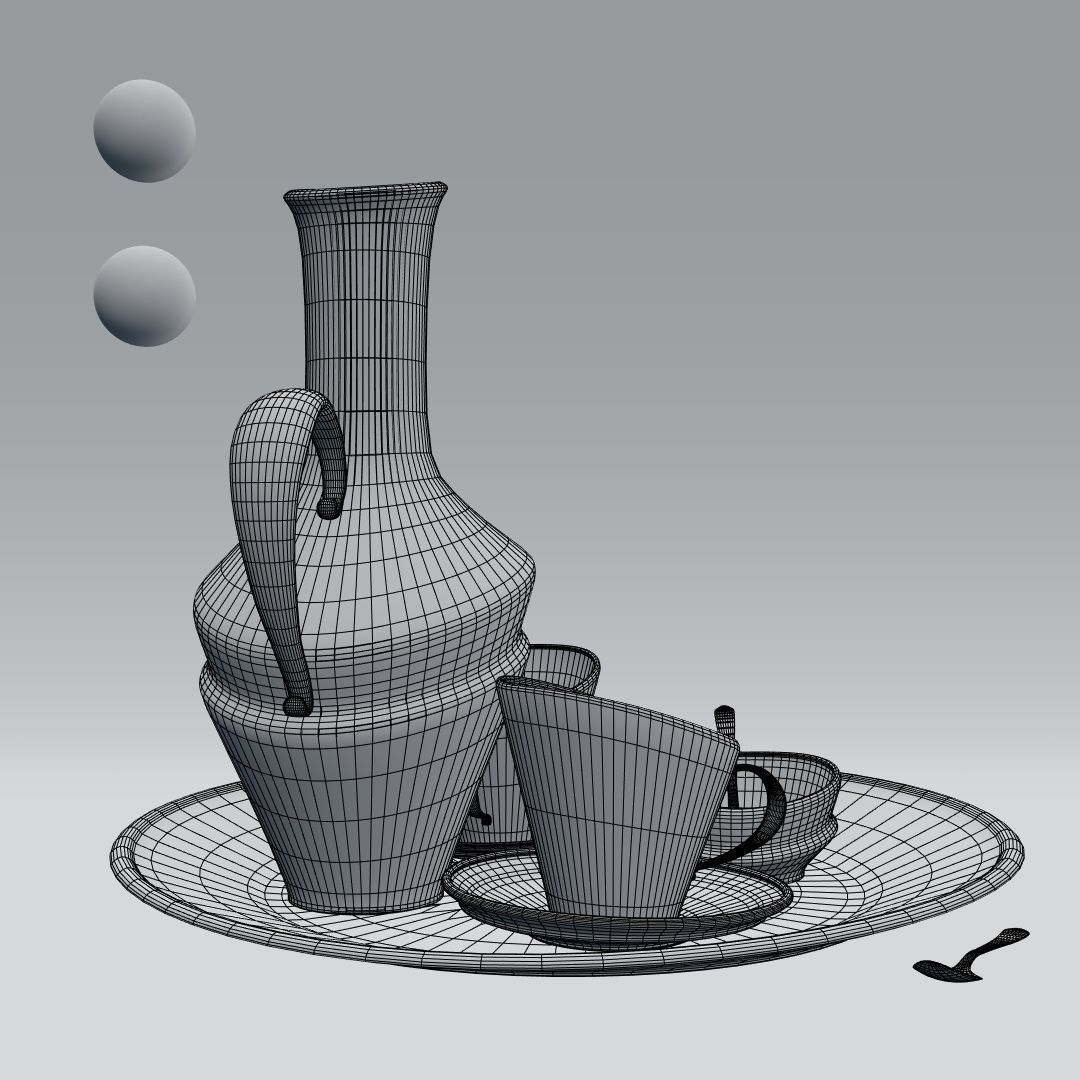 tea set teapot and saucer 3D model | CGTrader