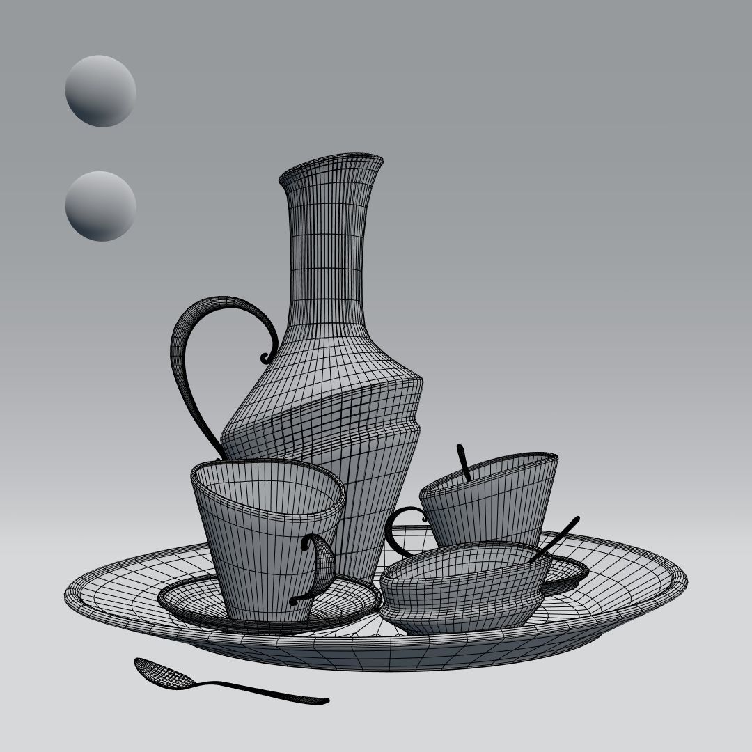 tea set teapot and saucer 3D model | CGTrader