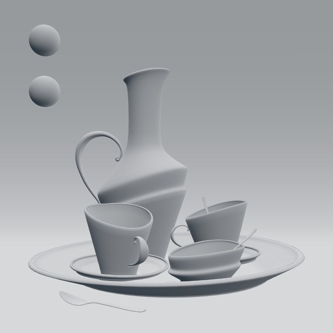 tea set teapot and saucer 3D model | CGTrader