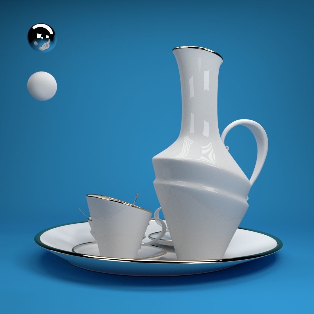tea set teapot and saucer 3D model | CGTrader