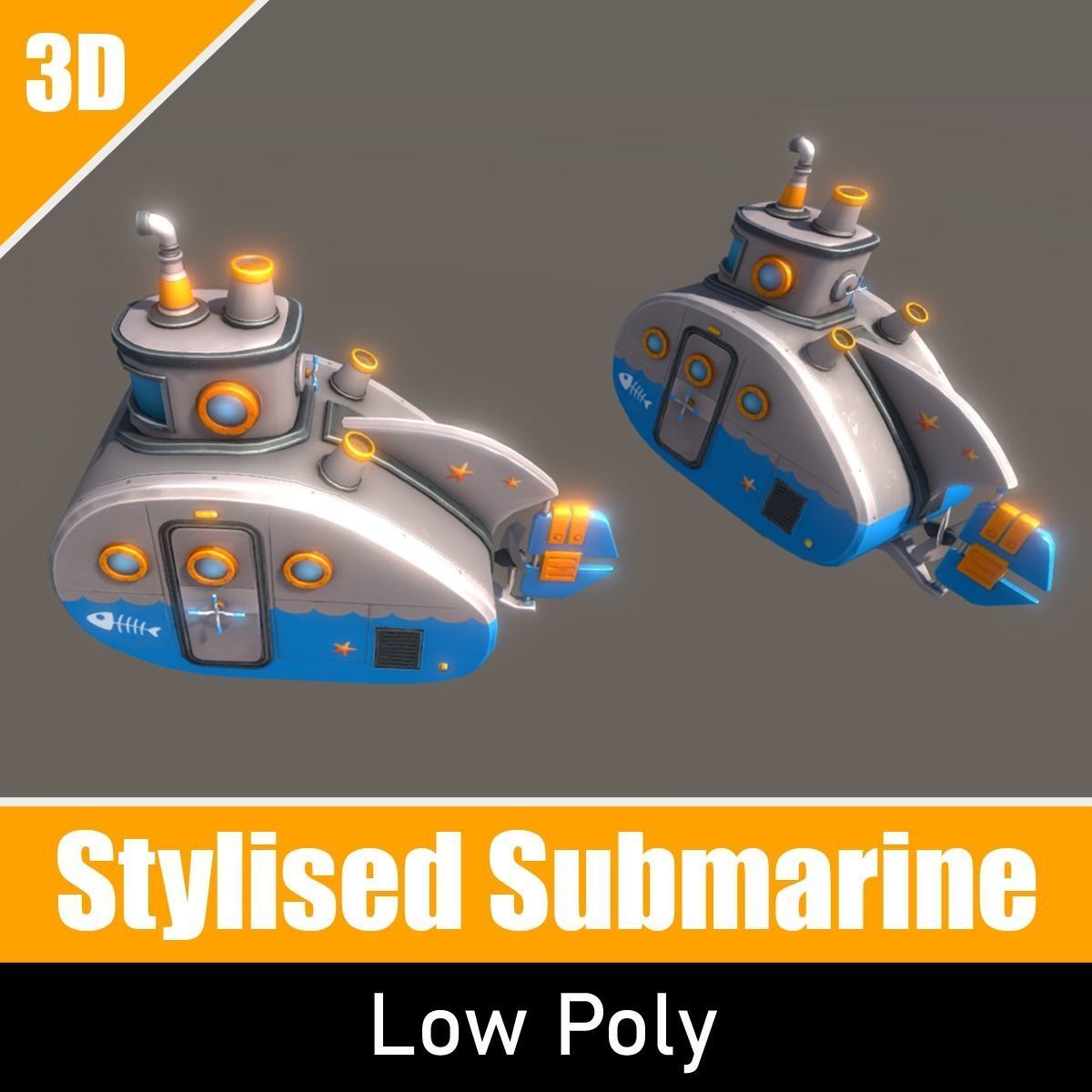 3D model Stylized Submarine VR / AR / low-poly | CGTrader