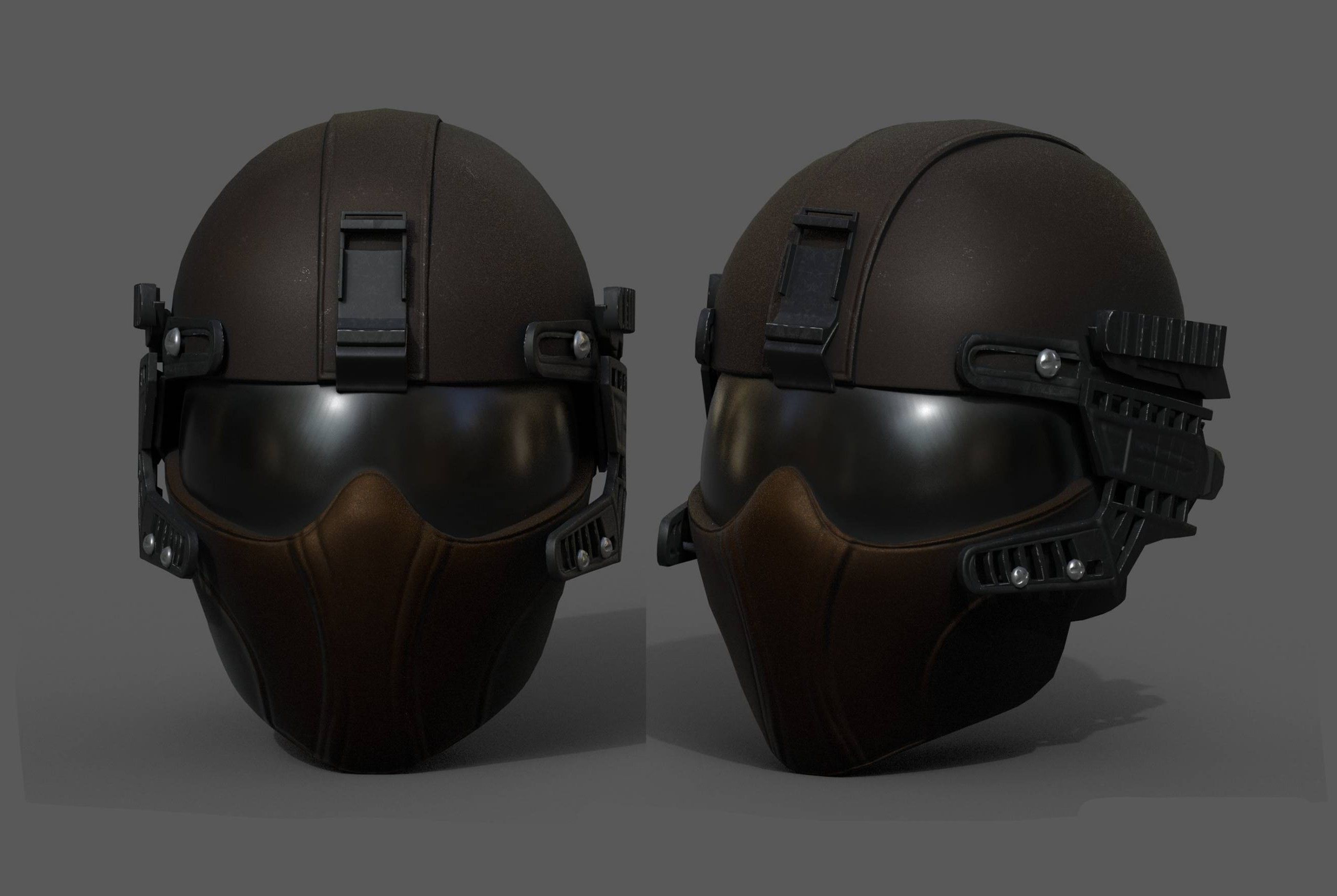 3D model Helmet scifi military combat cyborg armor develop fantasy VR ...