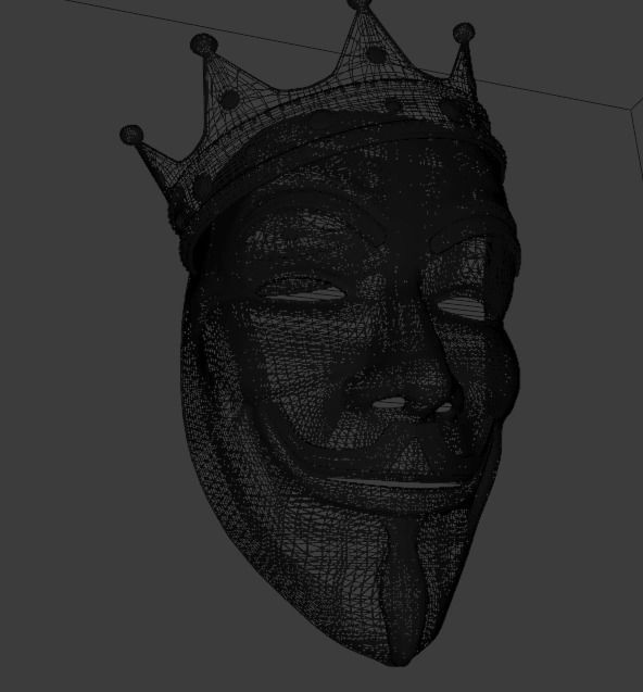 Anonymous Mask Black and Gold 3D model animated rigged | CGTrader
