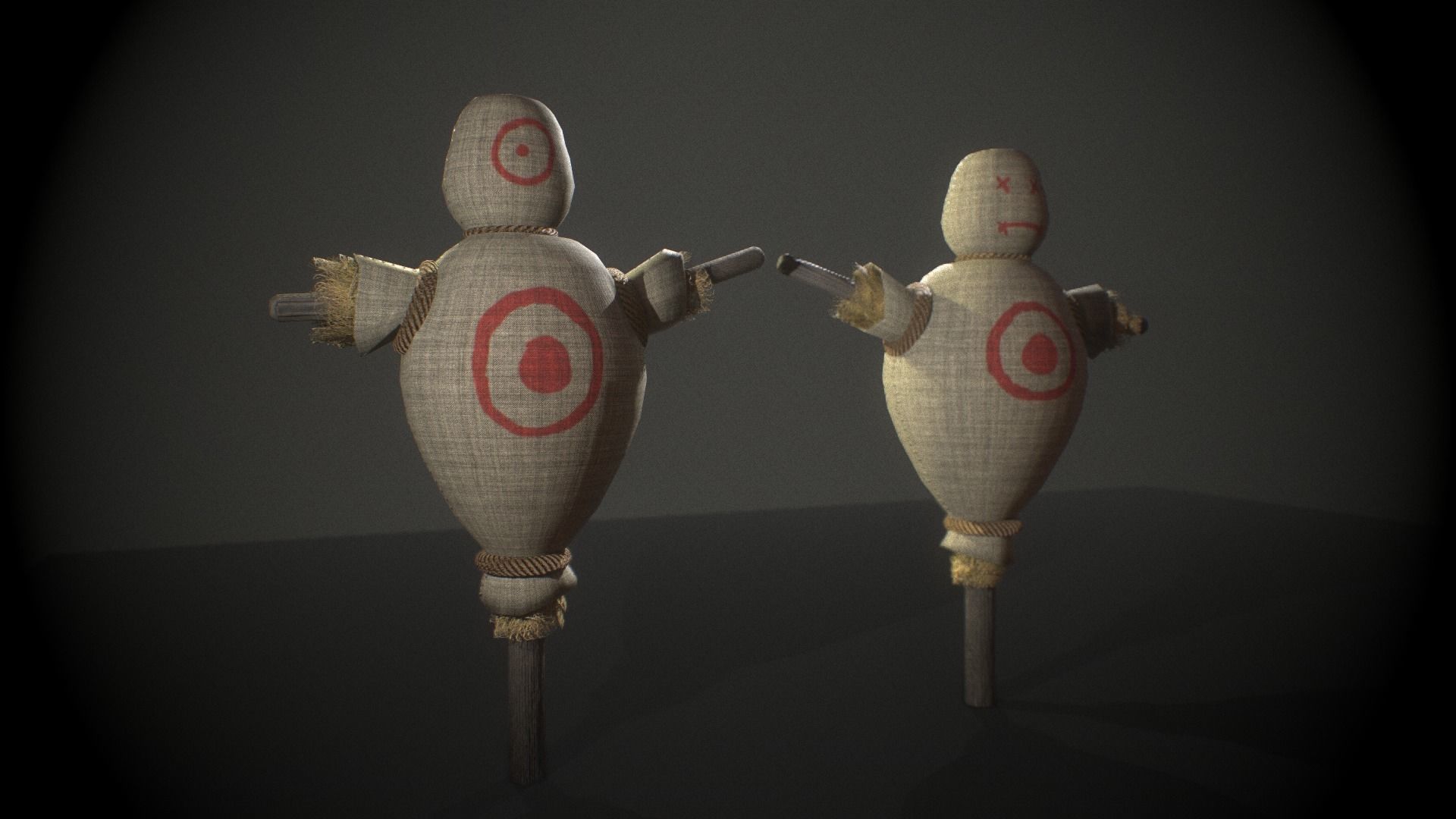 3D model Low Poly Medieval Scarecrow - Training Dummy with textures VR ...