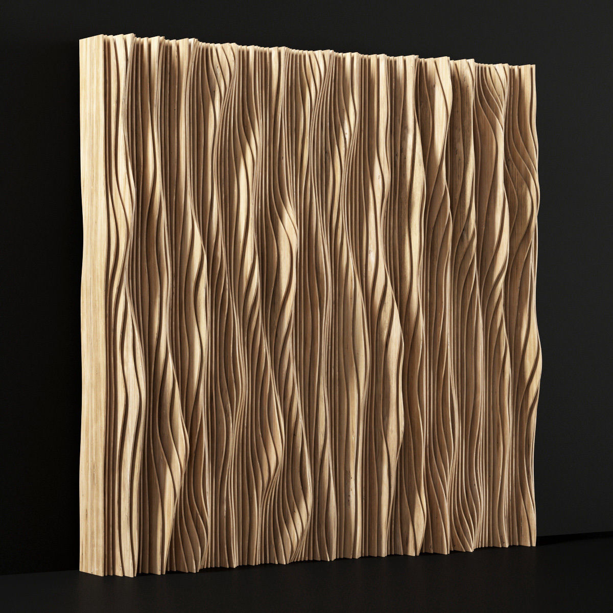 Parametric wood panel Wave n1 3D model | CGTrader