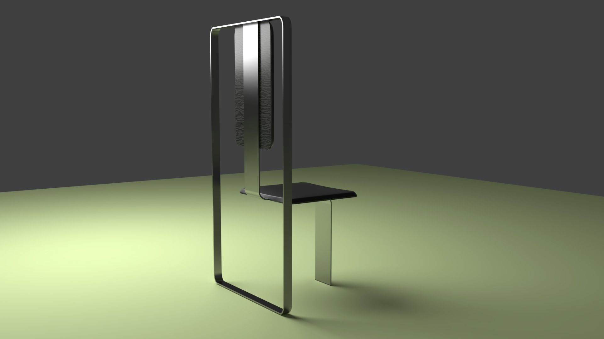 The Rectangle Chair Suspended Wood Leather and Chrome 3D model | CGTrader