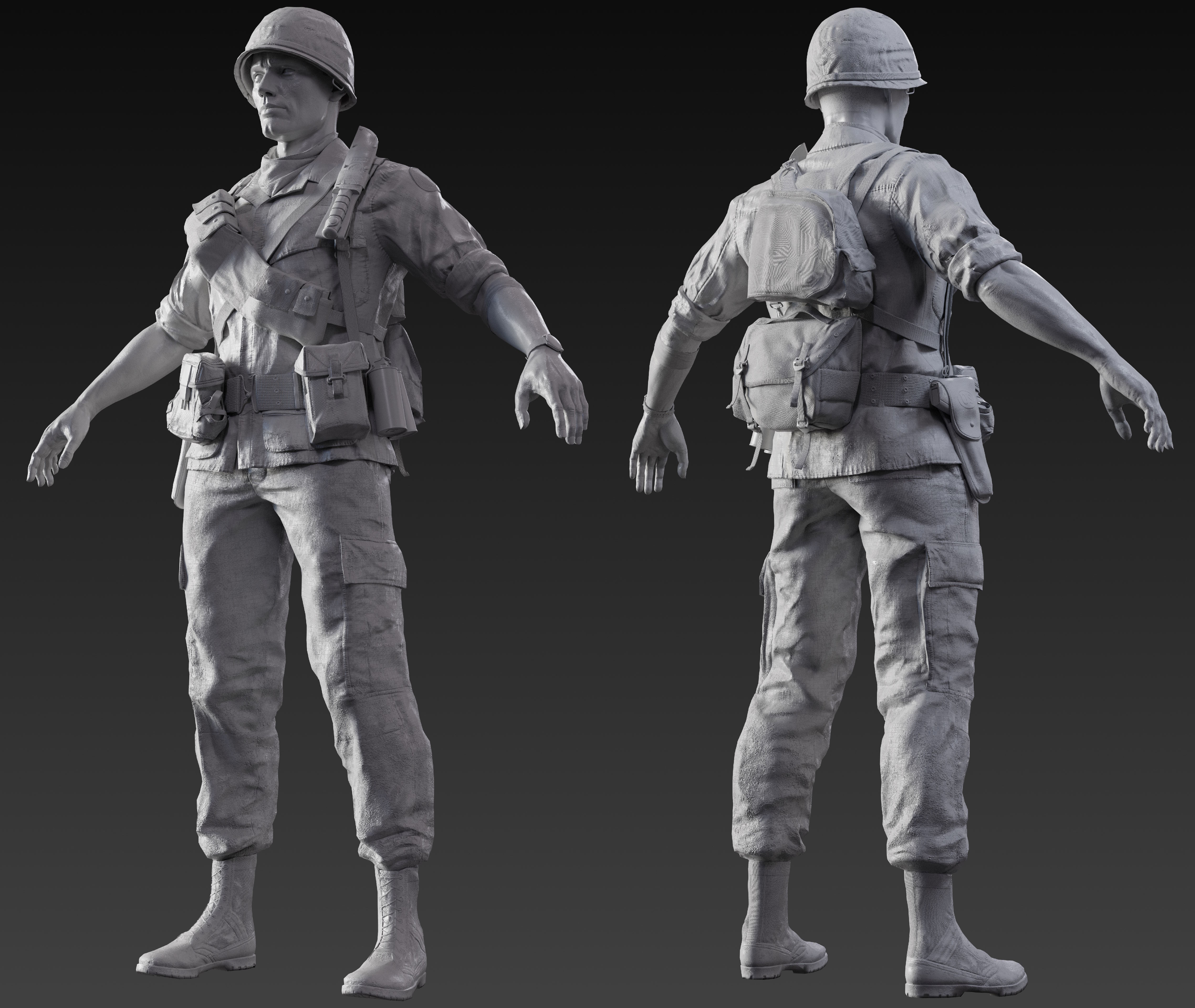 3D model Vietnam War American Soldier Rigged VR / AR / low-poly | CGTrader