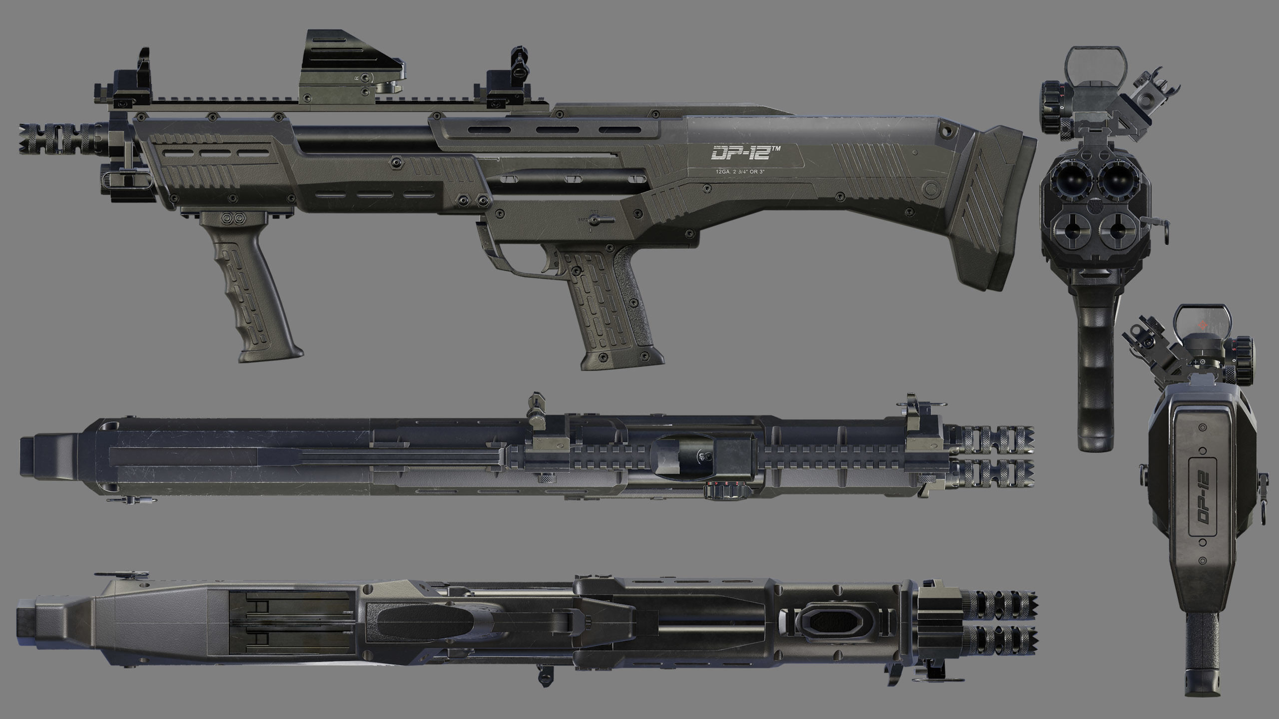 3D model DP-12 Double Barreled Pump Shotgun VR / AR / low-poly | CGTrader