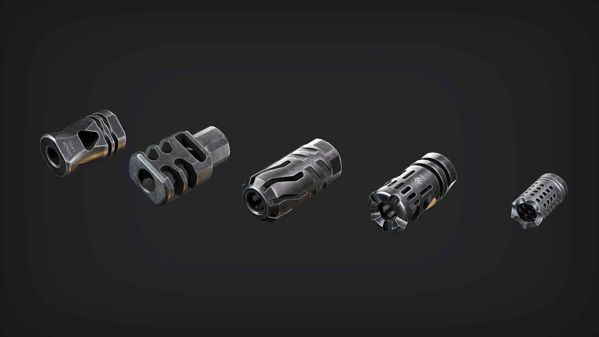 3D model Muzzle Brake Pack - 1 VR / AR / low-poly | CGTrader