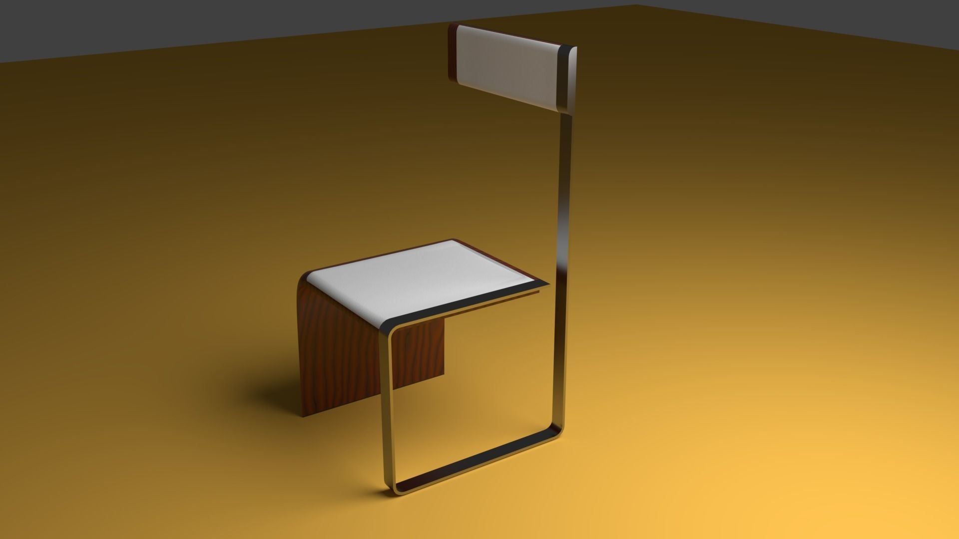 The Trio Chair Smooth Chrome Wood and Leather 3D model | CGTrader