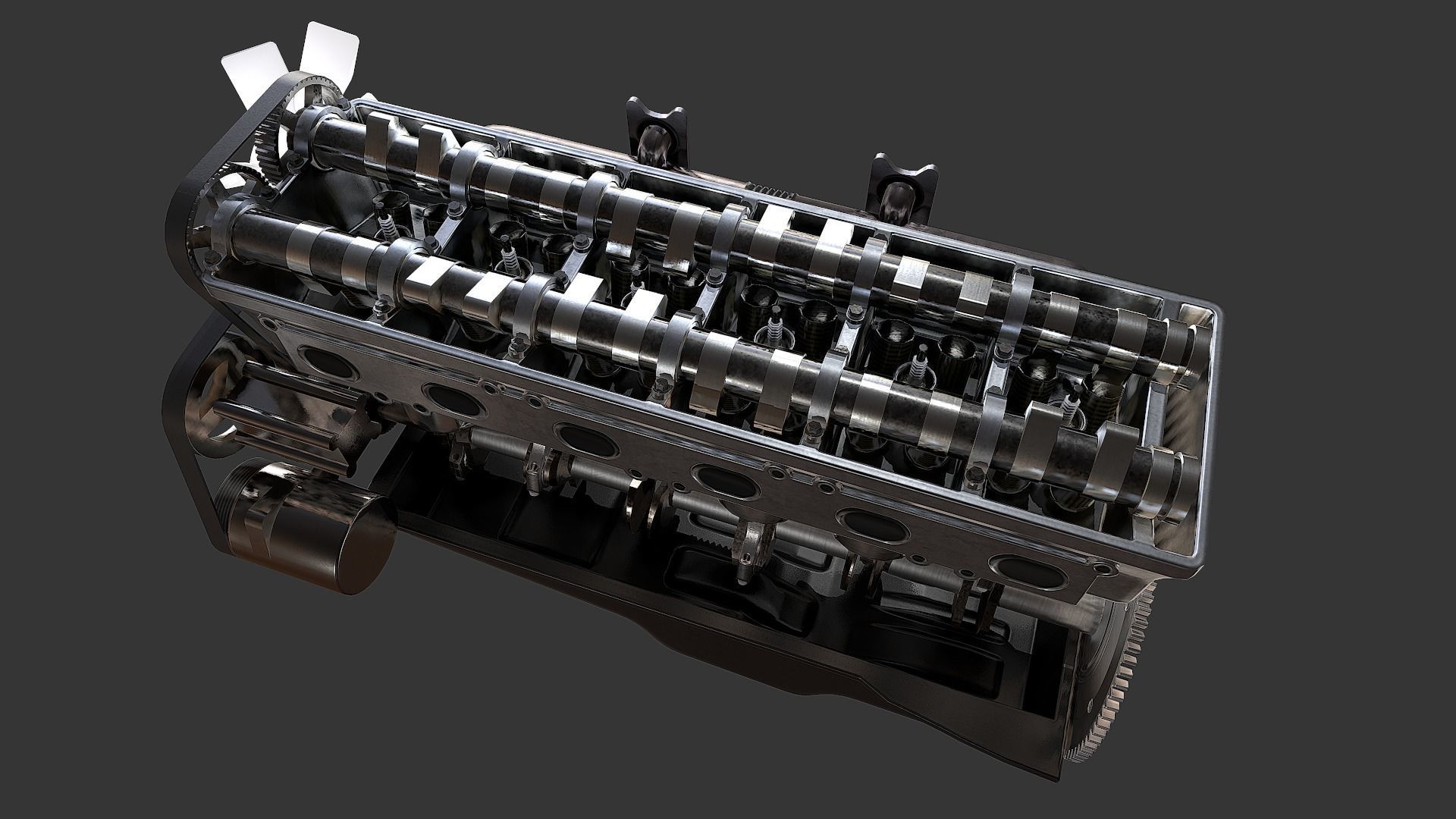 3D model Toyota 2JZ-GTE Engine VR / AR / low-poly rigged animated ...