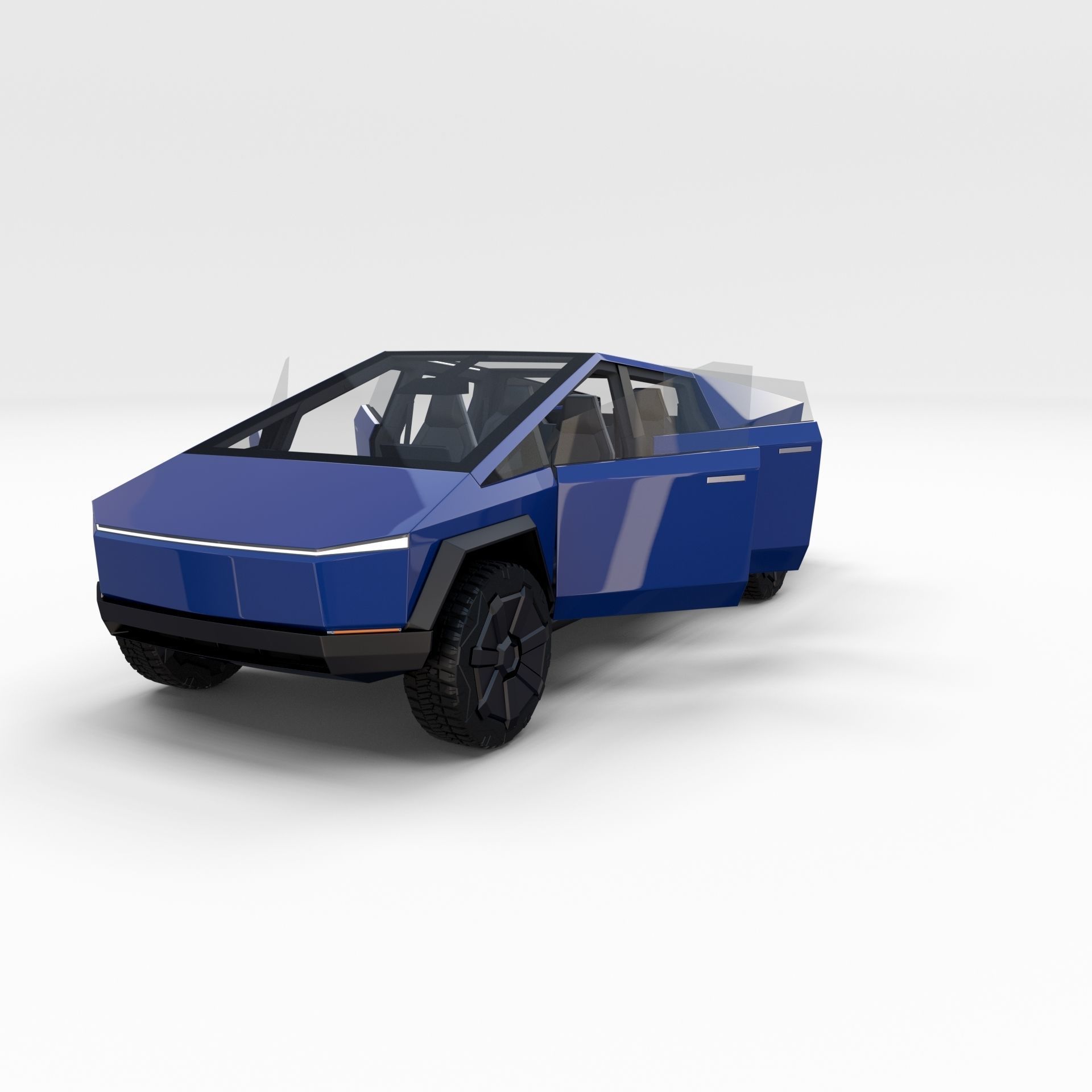 Tesla Cybertruck with interior Blue 3D model | CGTrader