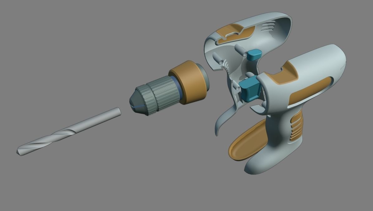 3D model Mounted drill and drill bit VR / AR / low-poly | CGTrader