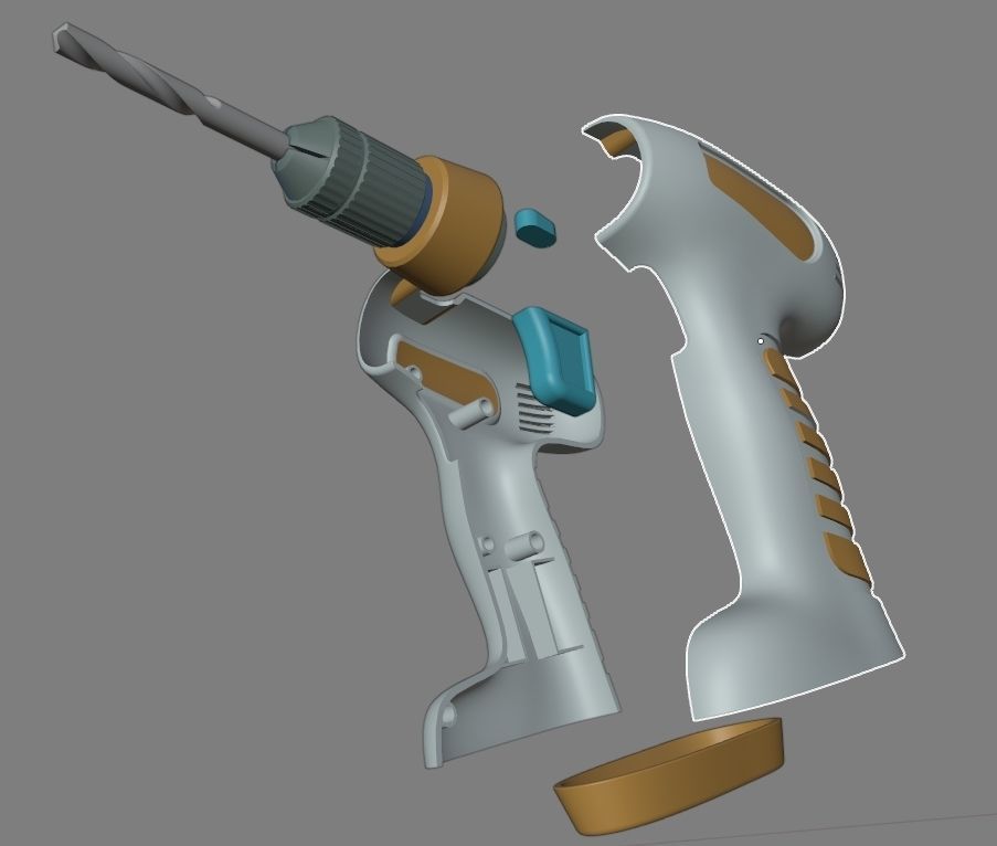 3D model Mounted drill and drill bit VR / AR / low-poly | CGTrader