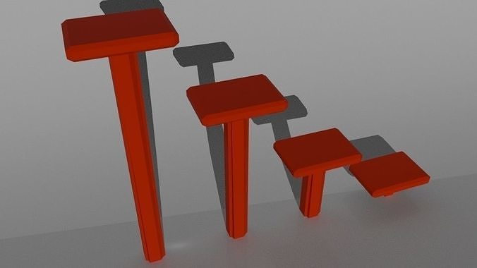 Low Poly Steps set of wooden sticks free 3D model | CGTrader