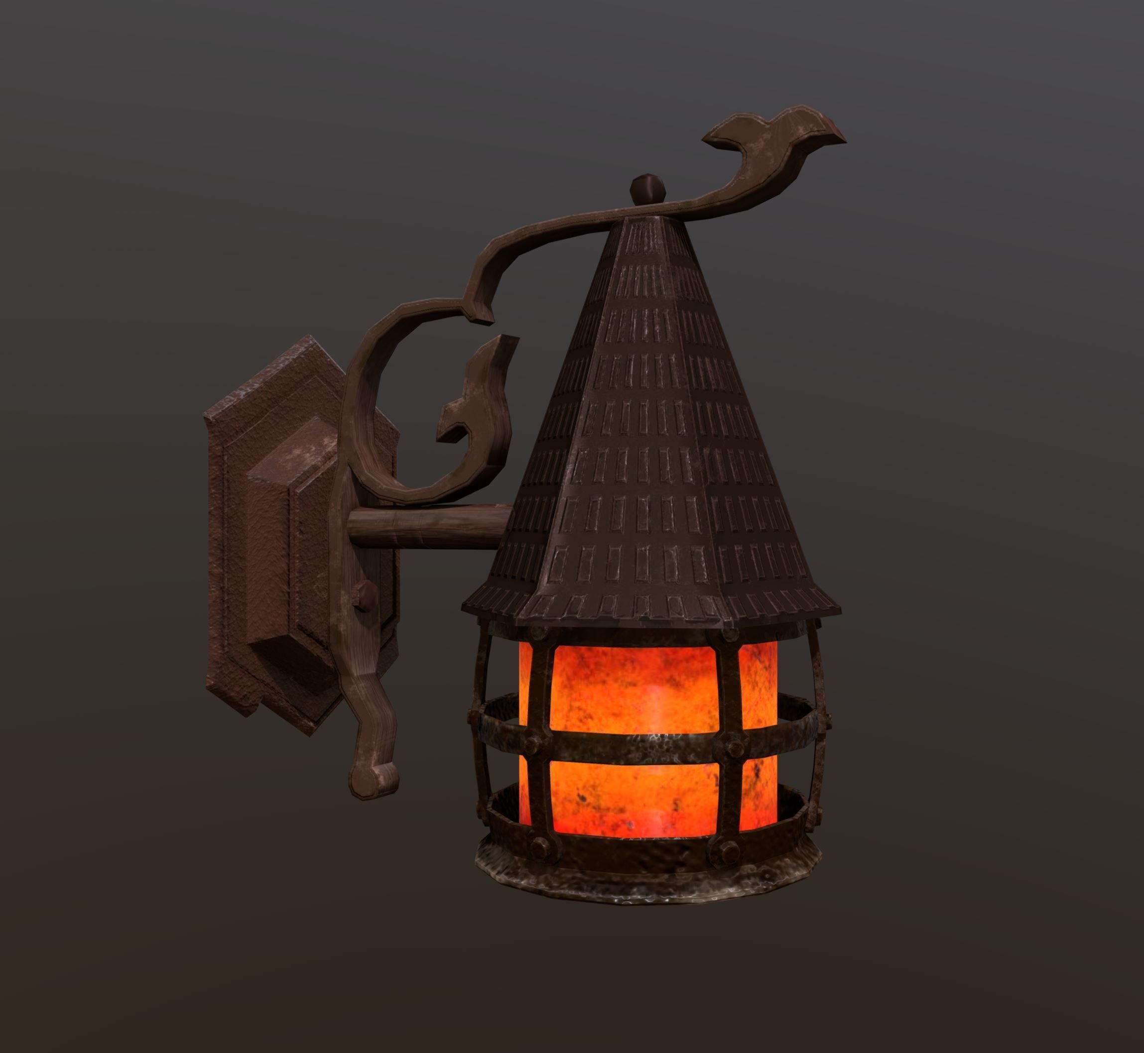 3D model Low-poly street wall lamp VR / AR / low-poly | CGTrader