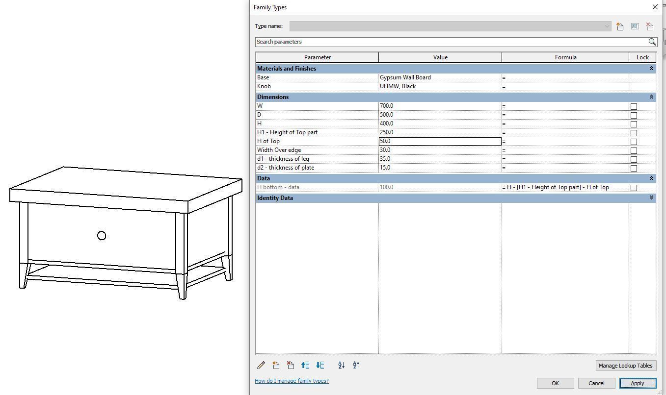 3D Bed Table 1 Hemnes- Full parametric Revit Family free VR / AR / low ...