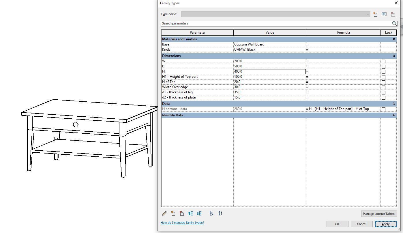 3D Bed Table 1 Hemnes- Full parametric Revit Family free VR / AR / low ...