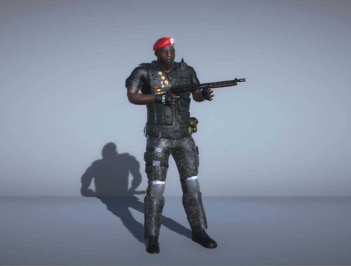 SWAT Commander with shotgun 3D model animated rigged | CGTrader