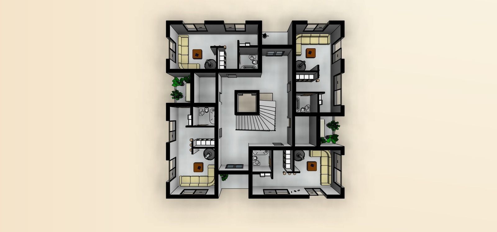 apartments building 3D model 3D printable | CGTrader