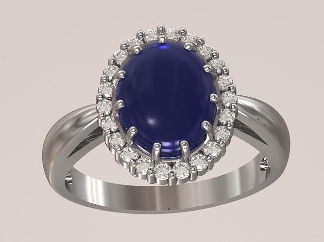 cabochon-oval-ring 3D model 3D printable | CGTrader