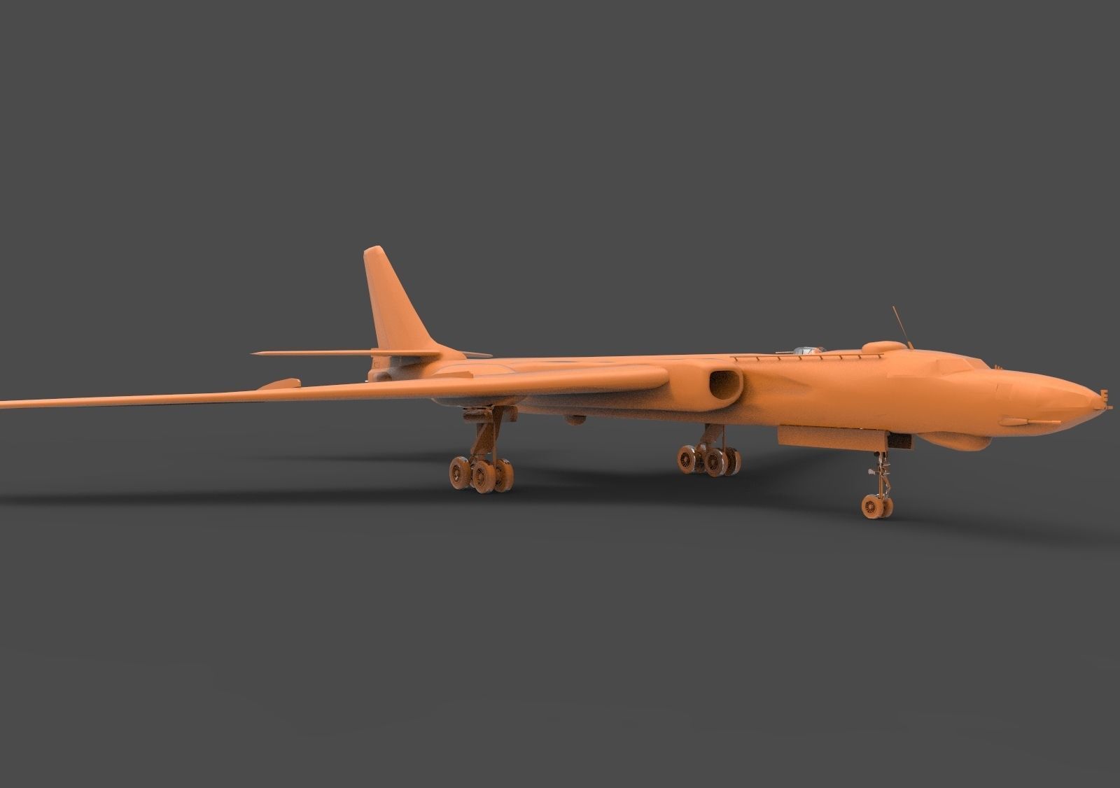 tu-16 orange fighter jet 3D model 3D printable | CGTrader