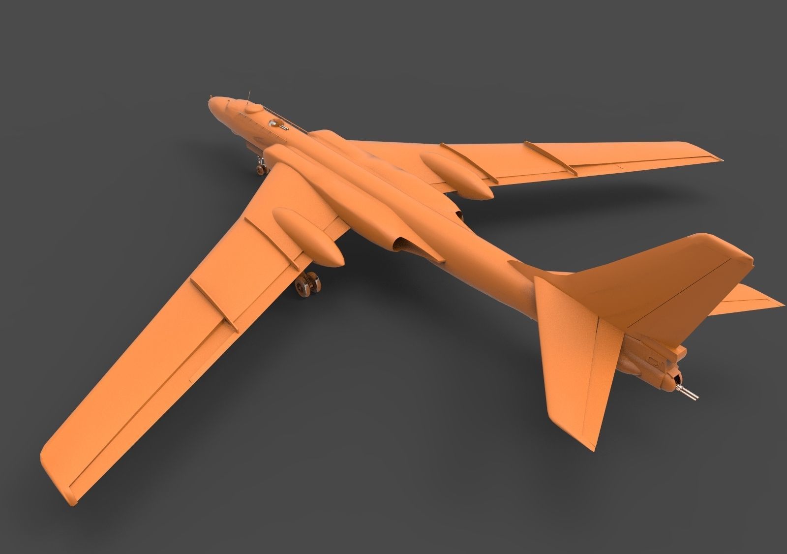 tu-16 orange fighter jet 3D model 3D printable | CGTrader