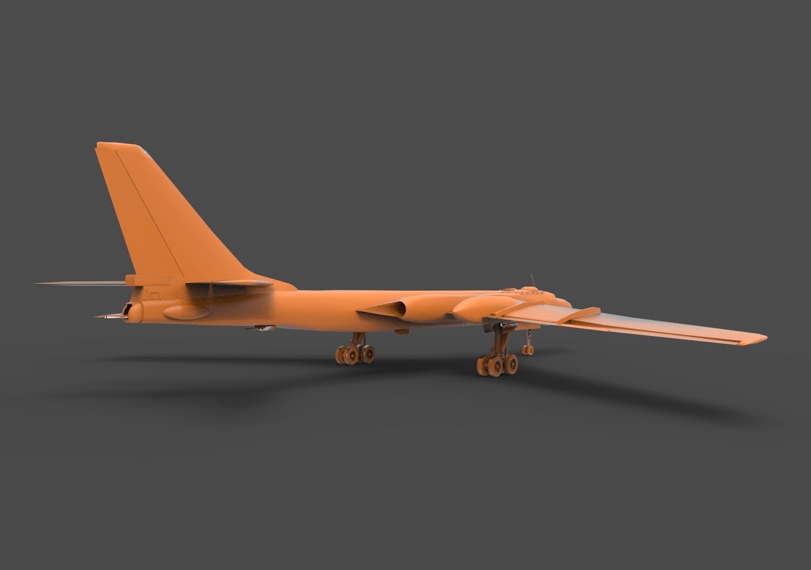 tu-16 orange fighter jet 3D model 3D printable | CGTrader