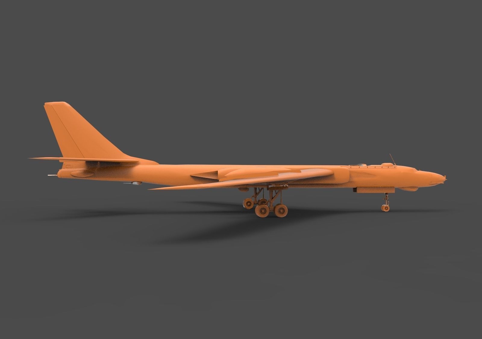 tu-16 orange fighter jet 3D model 3D printable | CGTrader