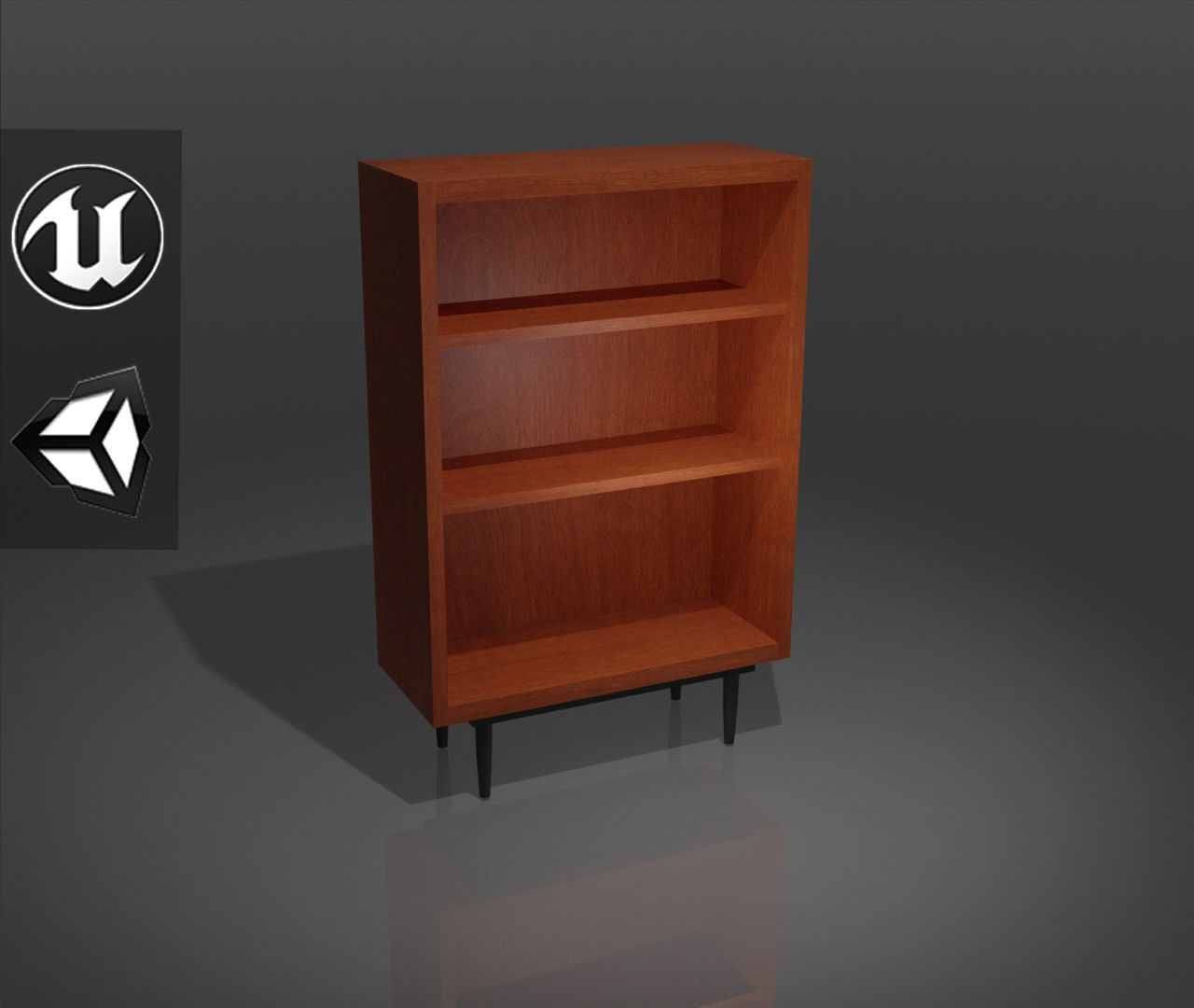 3D model Book Shelf VR / AR / low-poly OBJ 3DS FBX DAE