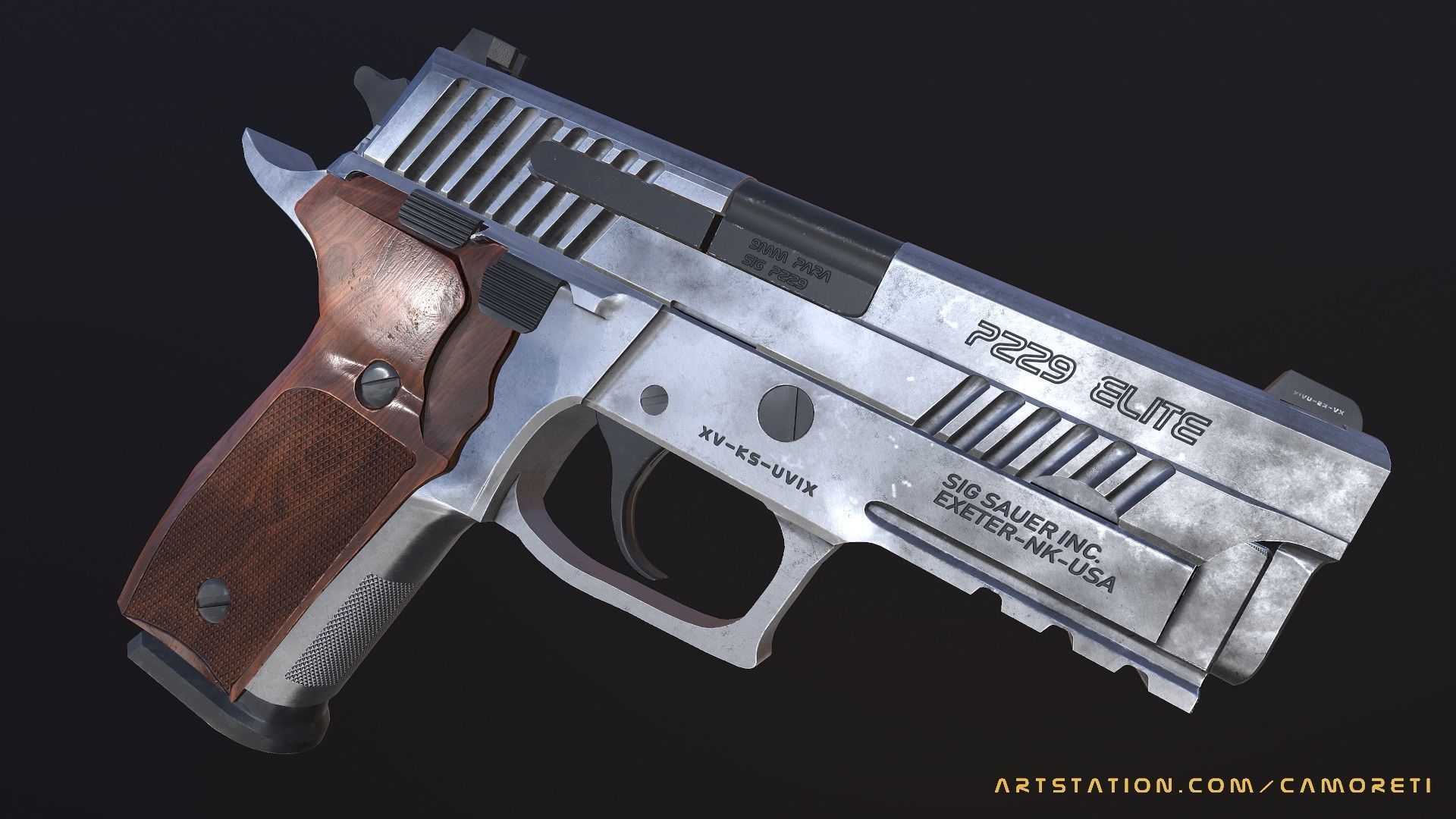 3D model Sig Sauer P229 ASE 9mm Pistol VR / AR / low-poly | CGTrader